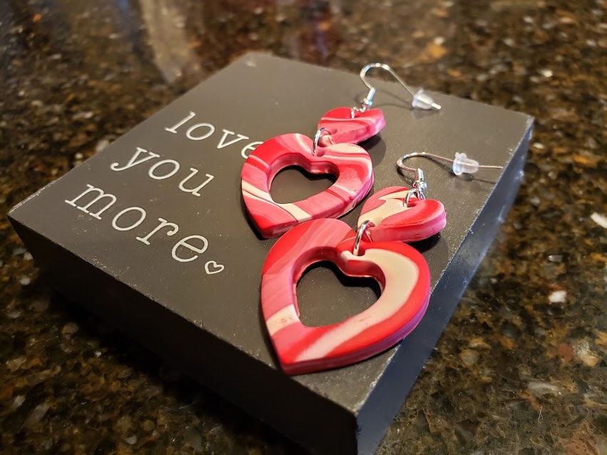 Marbled Heart Earrings | Etsy