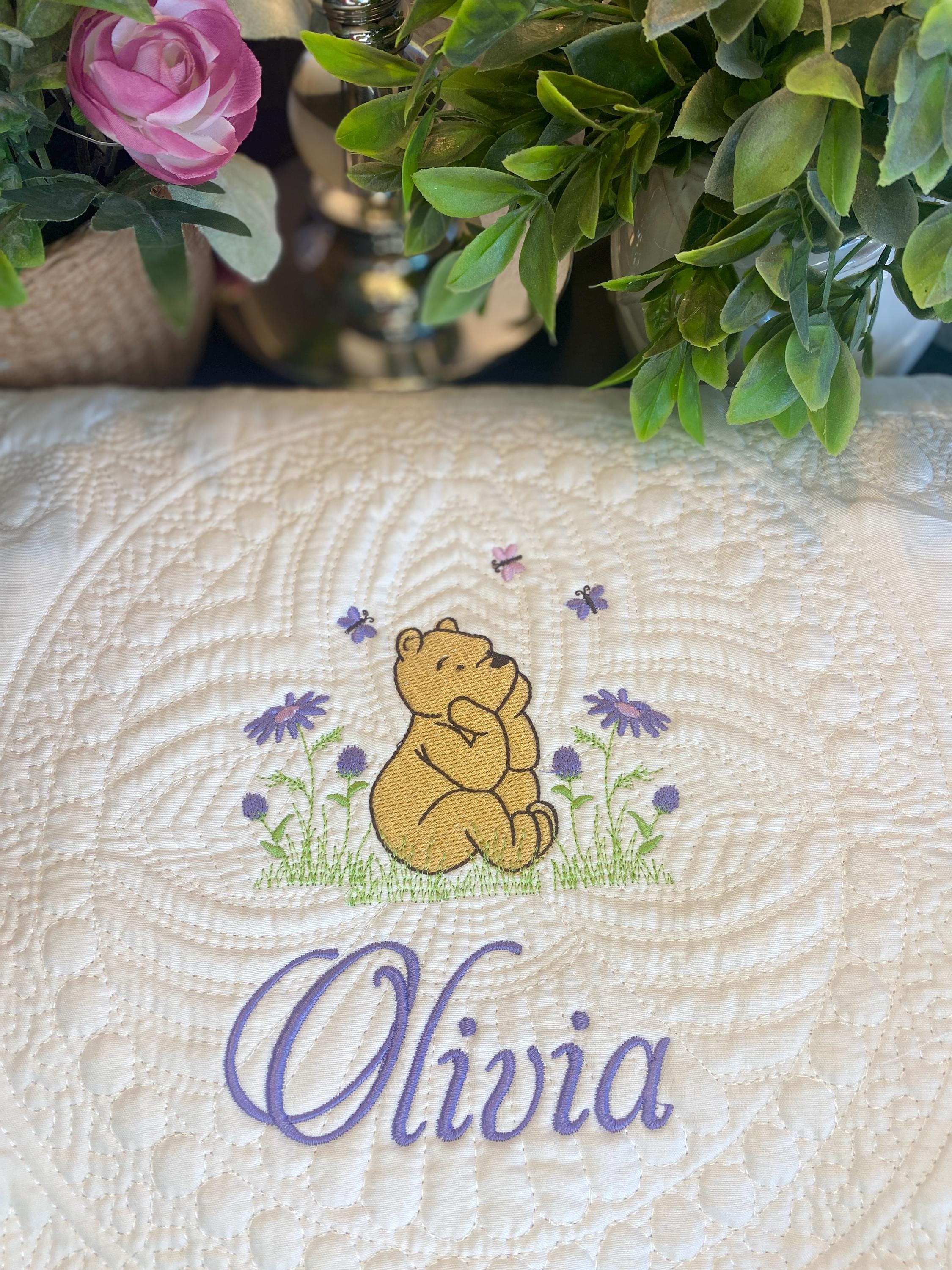 Classic Winnie the Pooh Personalized Embroidered Heirloom Baby Quilt ...