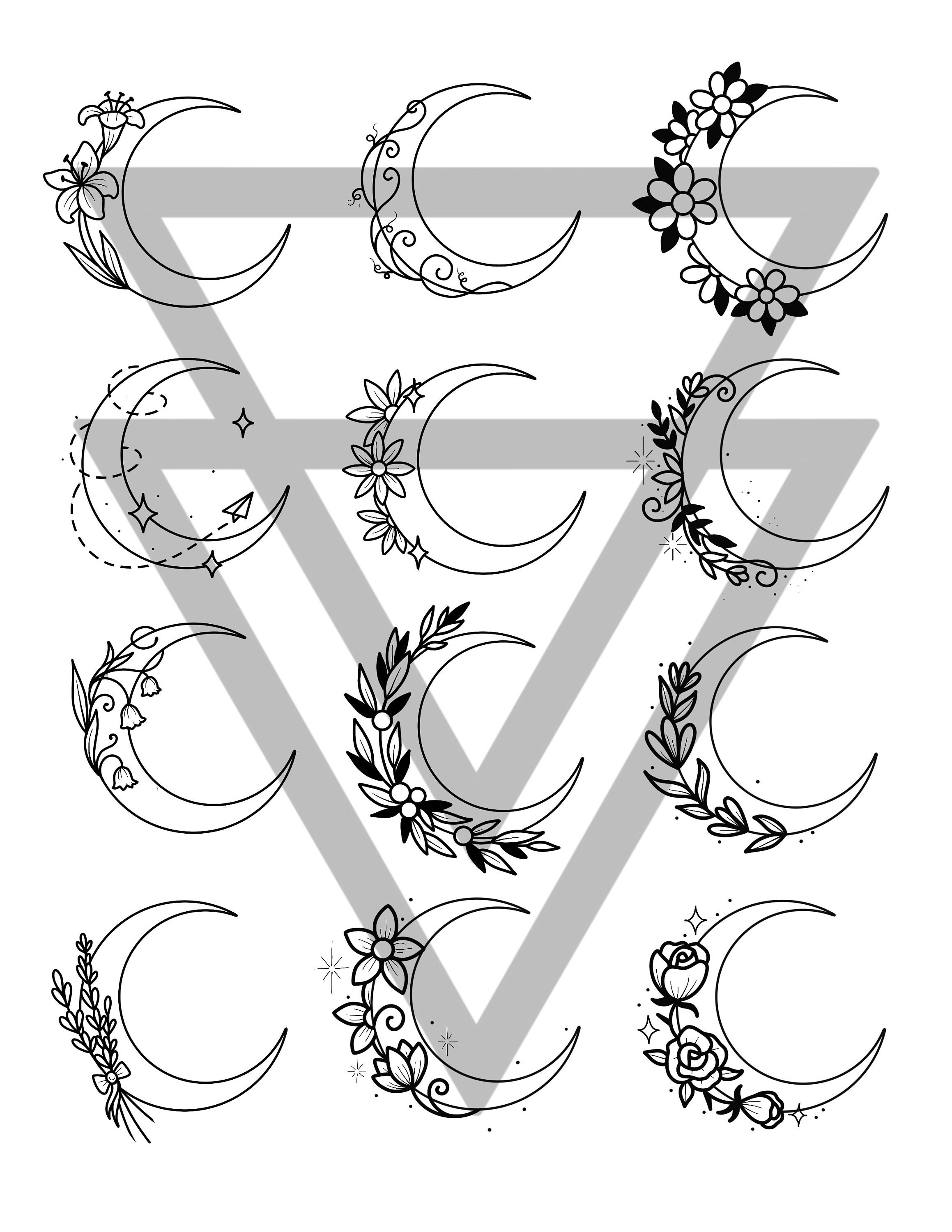 Boho Mini Moon Tattoo Designs - Etsy