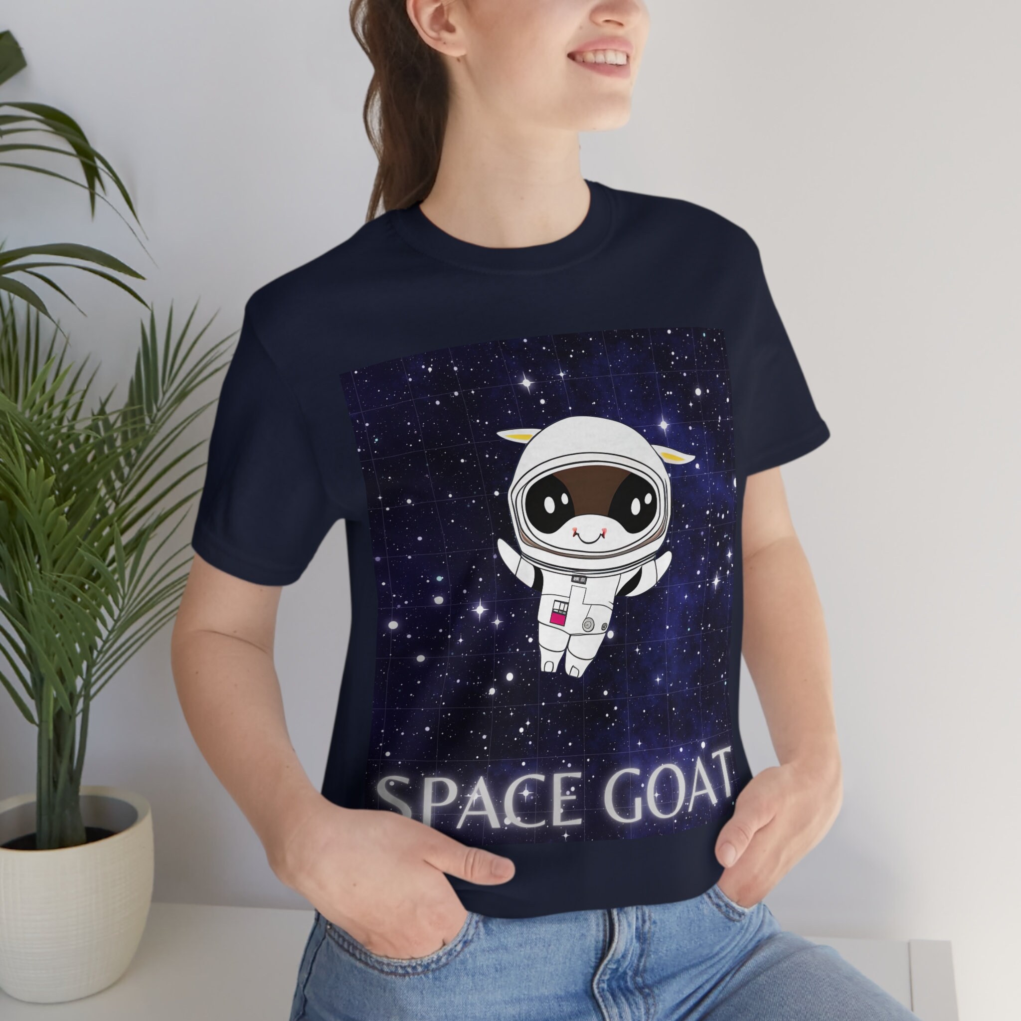 Space Goat T-shirt, Funny Goat in Space, Astronaut Goat Unisex Jersey ...