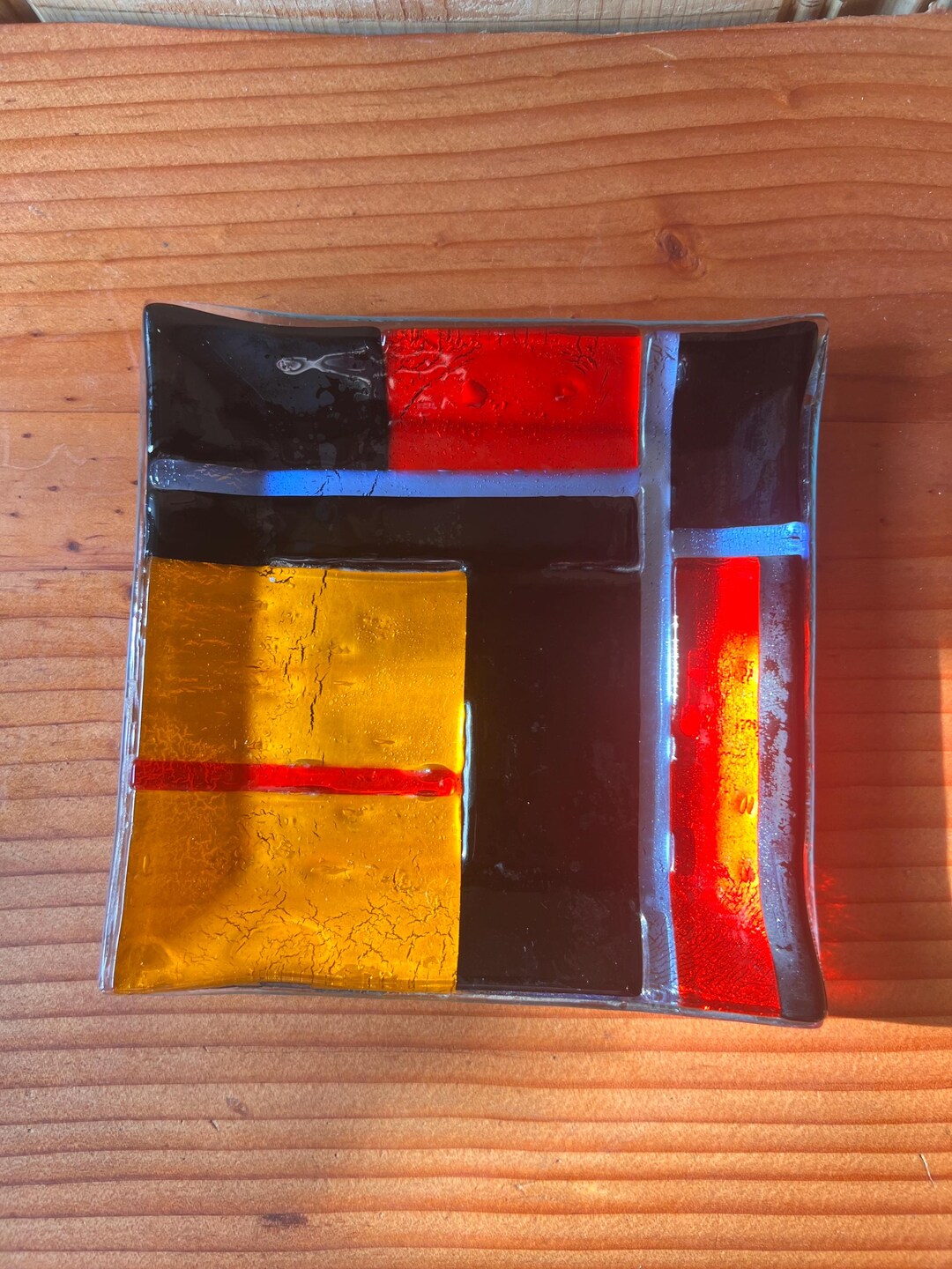Multi Colored Glass Dish, Candle Plate or Ring Dish - Etsy