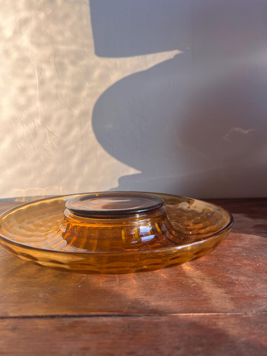 Amber Round Glass Dish for Food or Candle Holder - Etsy