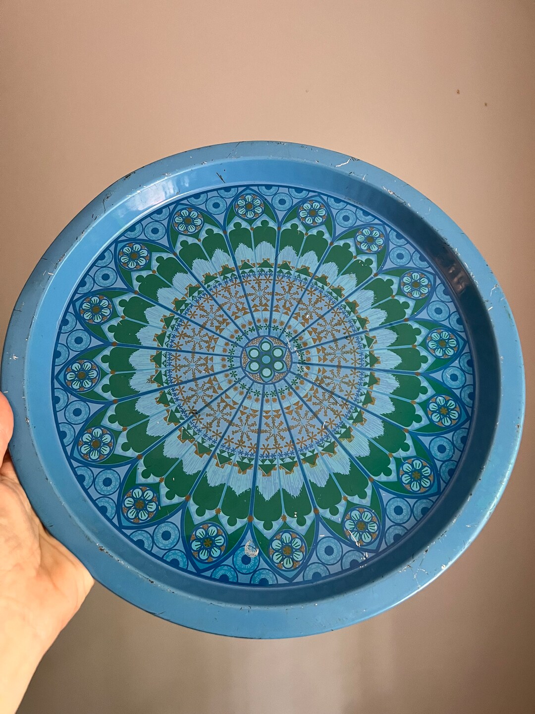 Vintage MCM Elite Trays Blue Patterned Made in England - Etsy