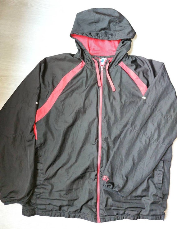 Vintage Starter jacket , rich black and red rover. - Gem