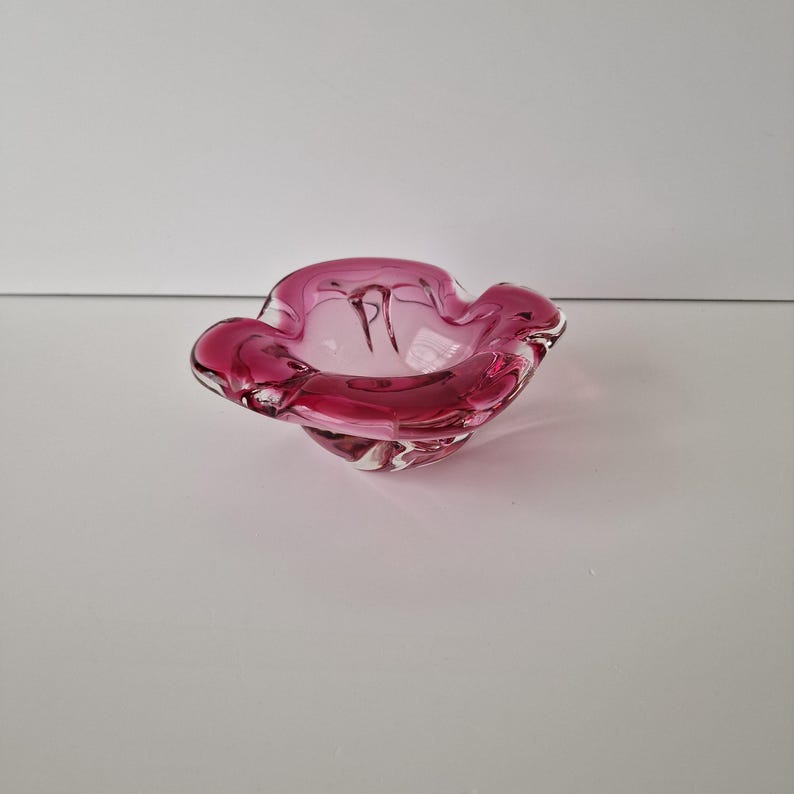 Vintage Murano Blown Glass, Pink Ashtray. - Etsy