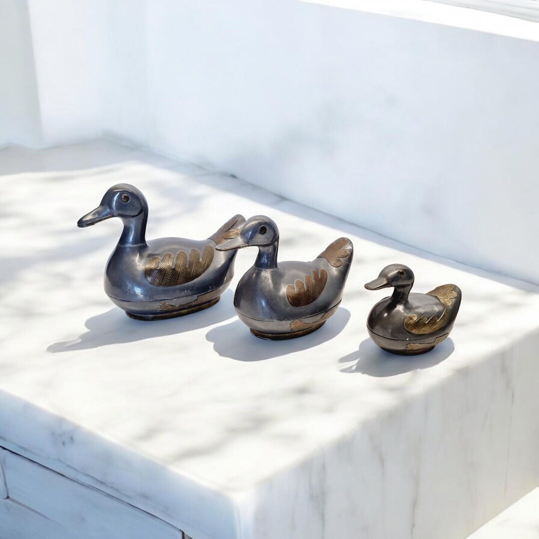 Vintage Tin/messing Duck Family Boxes. - Etsy