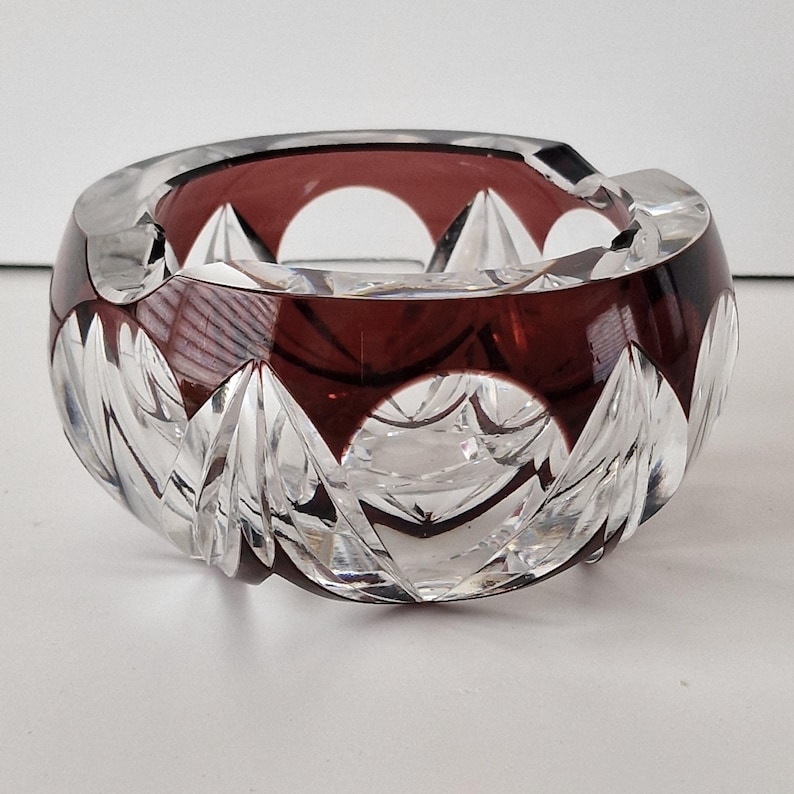 Val Saint Lambert Ashtray, Ruby Red Crystal Cut Glass - Etsy