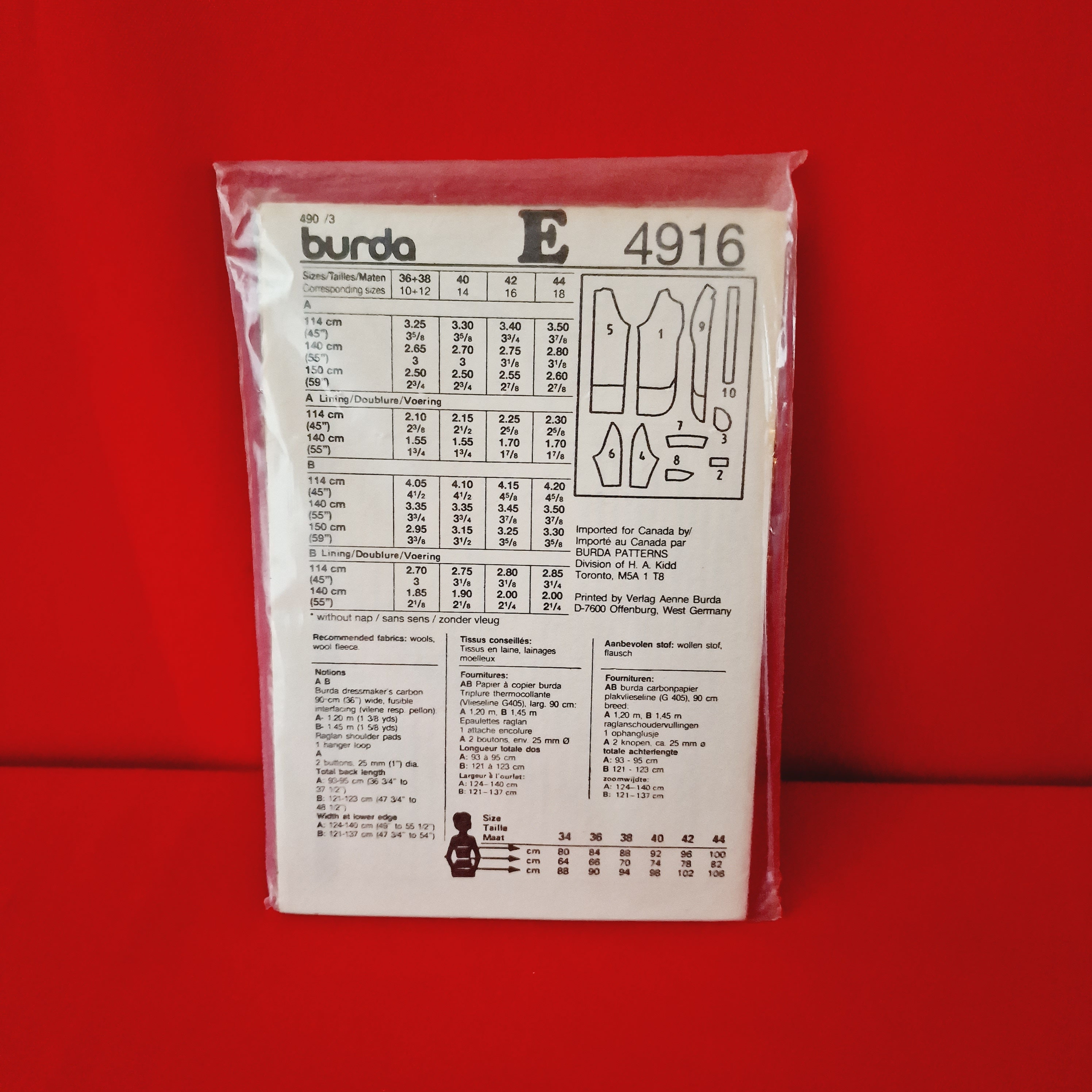 Vintage Burda 4916 Sewing Pattern 80's - Etsy