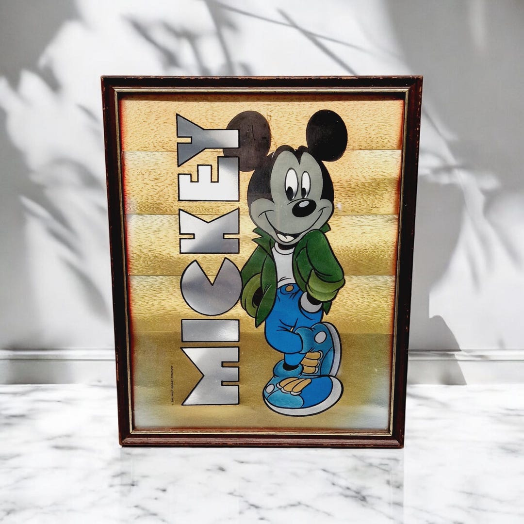 Vintage Disney Mickey Mouse Metallic Foil Print. - Etsy
