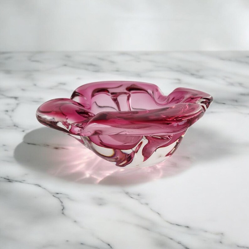 Vintage Murano Blown Glass, Pink Ashtray. - Etsy