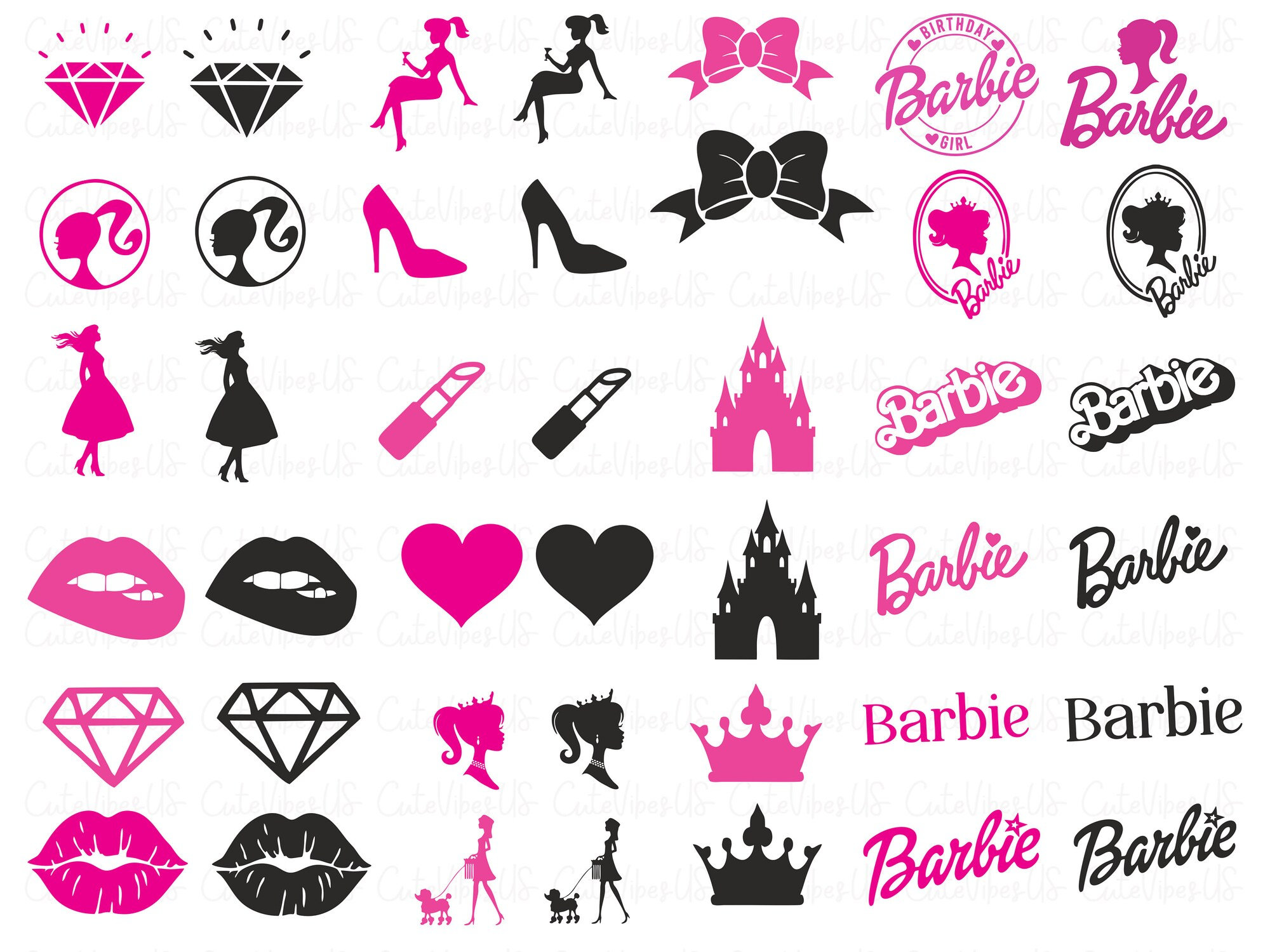 Barb Svg Bundle , SVG, Princess Silhouette, Pink Doll Svg, Girl Svg ...