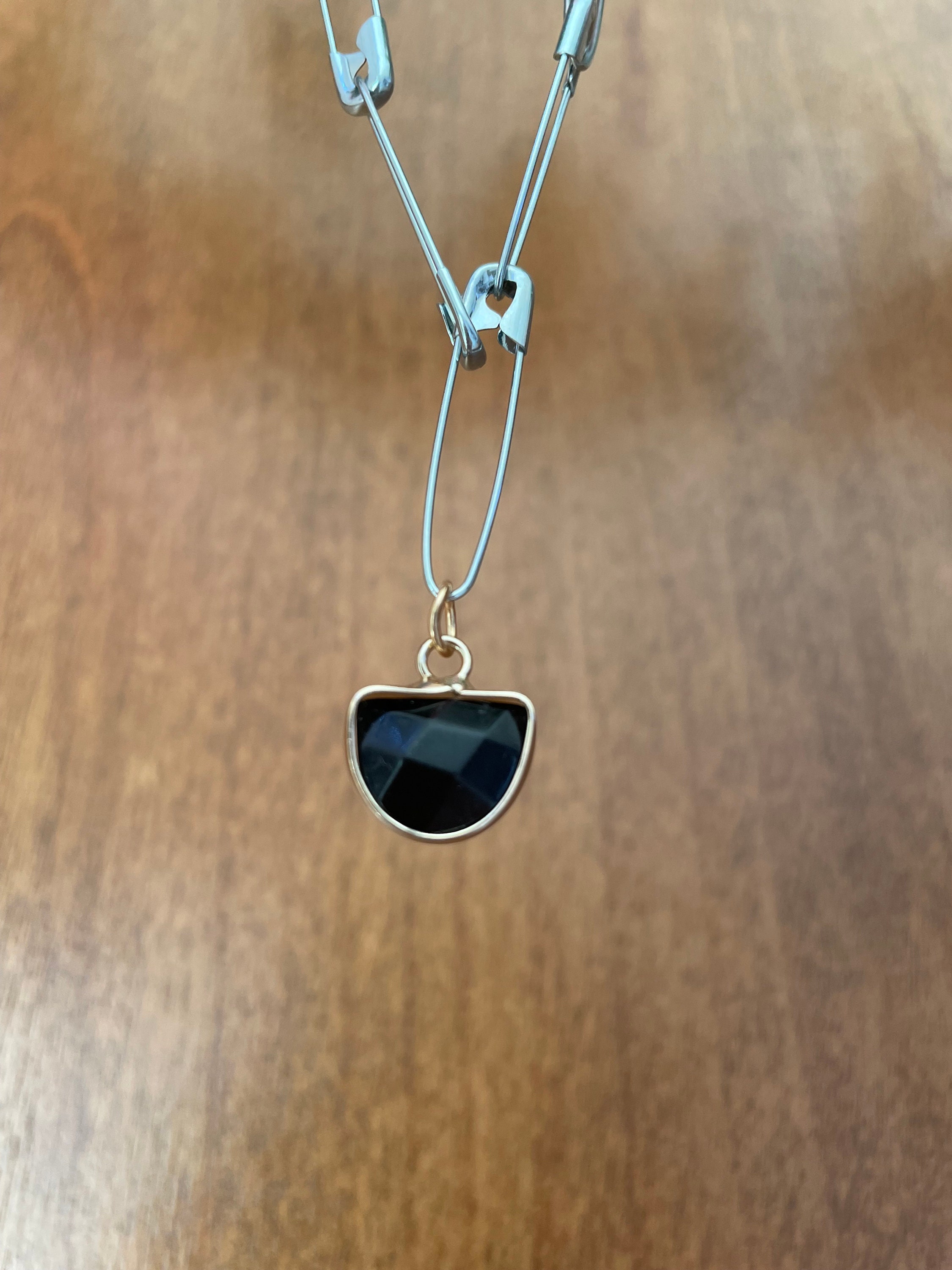 Crystal Safety Pin Necklace - Etsy