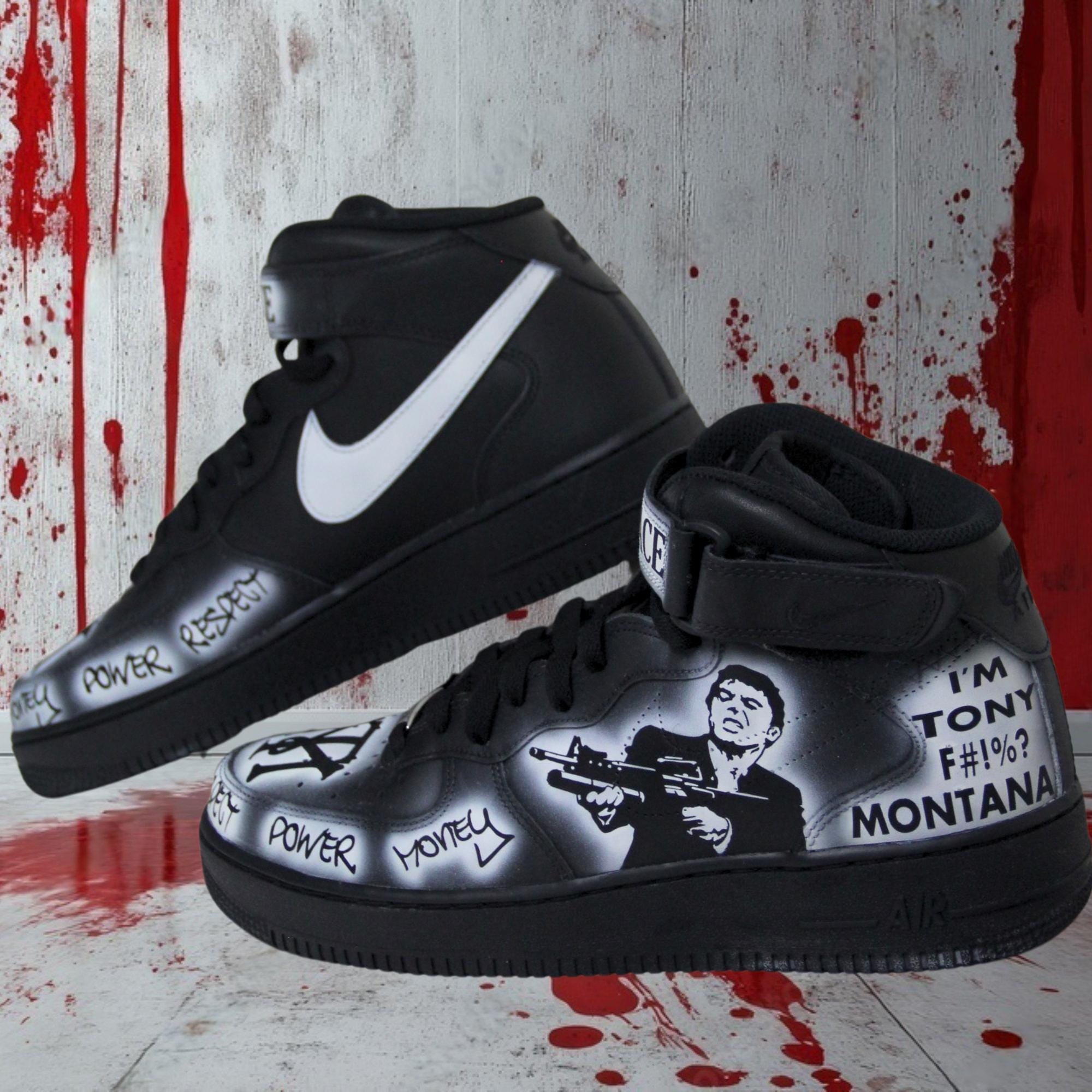 Custom Scarface Tony Montana Air Force 1 Sneakers: Hand-painted Movie ...