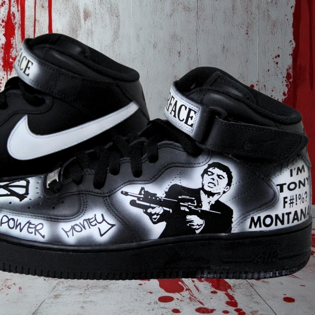 Custom Scarface Tony Montana Air Force 1 Sneakers: Hand-painted Movie ...