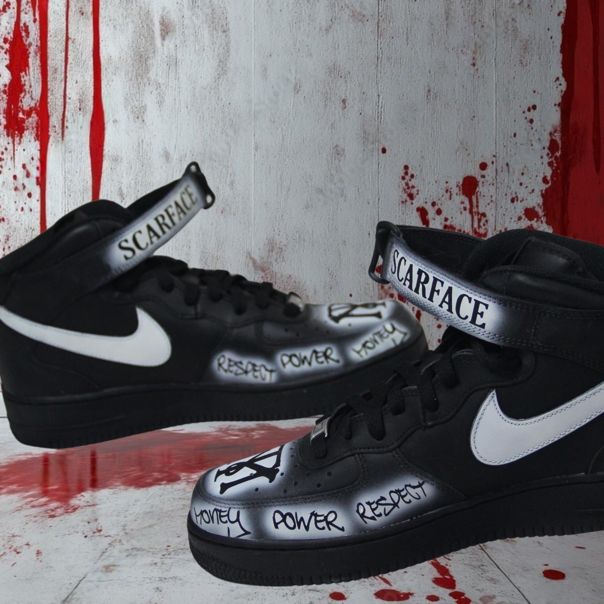Custom Scarface Tony Montana Air Force 1 Sneakers: Hand-painted Movie ...