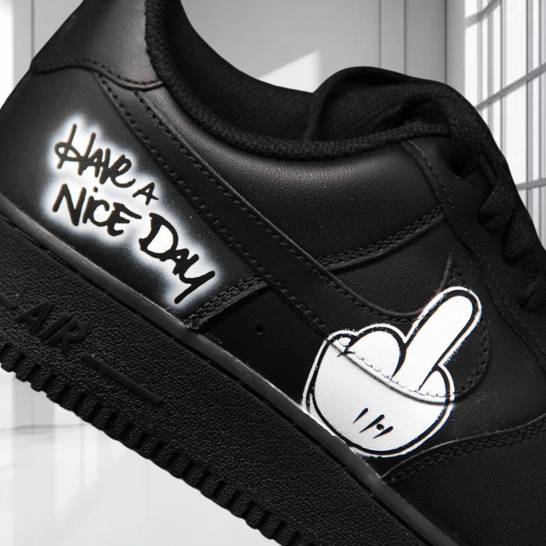 Custom Air Force 1, Hand-painted Air Force 1, Have a Nice Day, Middle ...