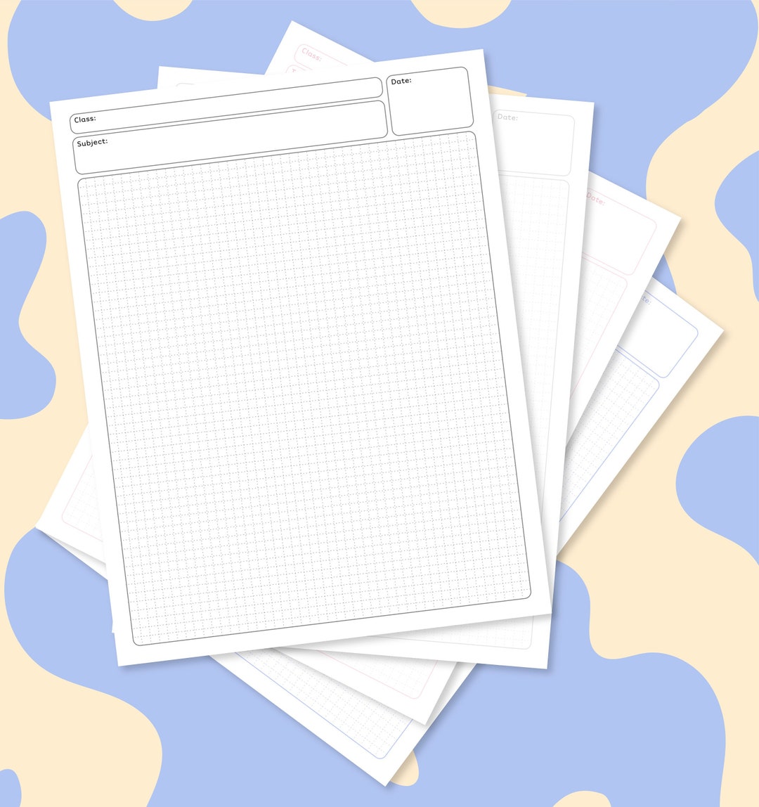 Printable Notes Templates With Dotted Grid - 4 Colors - Etsy
