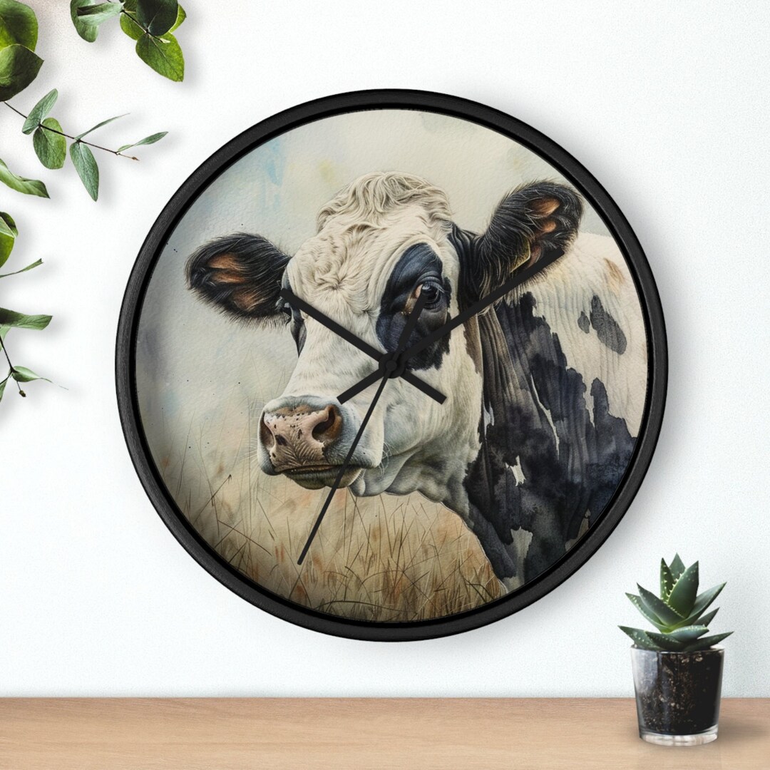Farm Cow Wall Clock / 10 Inch / Gift / Home Decor / Kitchen / Living ...
