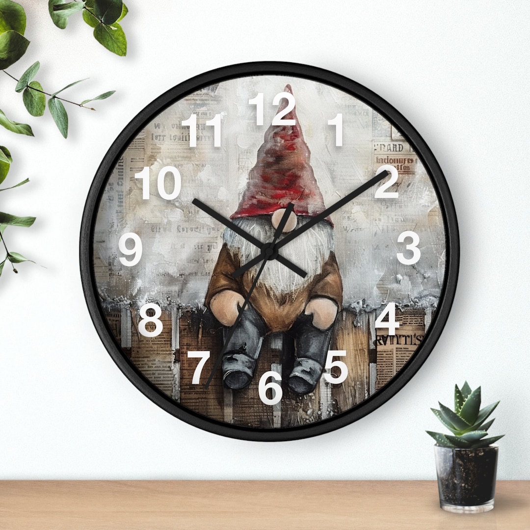 Gnome Ephemera Wall Clock / 10 Inch / Gift Idea / Home Decor / Kitchen ...