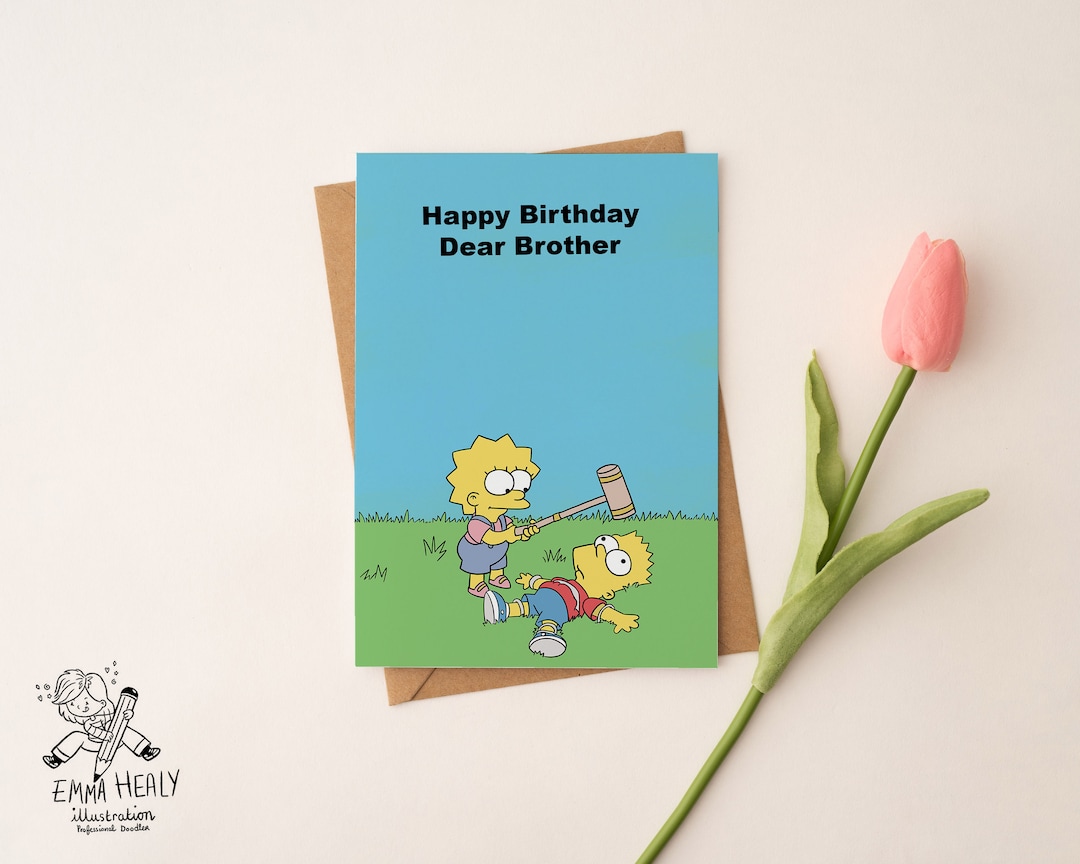 Simpsons Birthday Card for Brother, 90's Baby's Birthday Card for ...