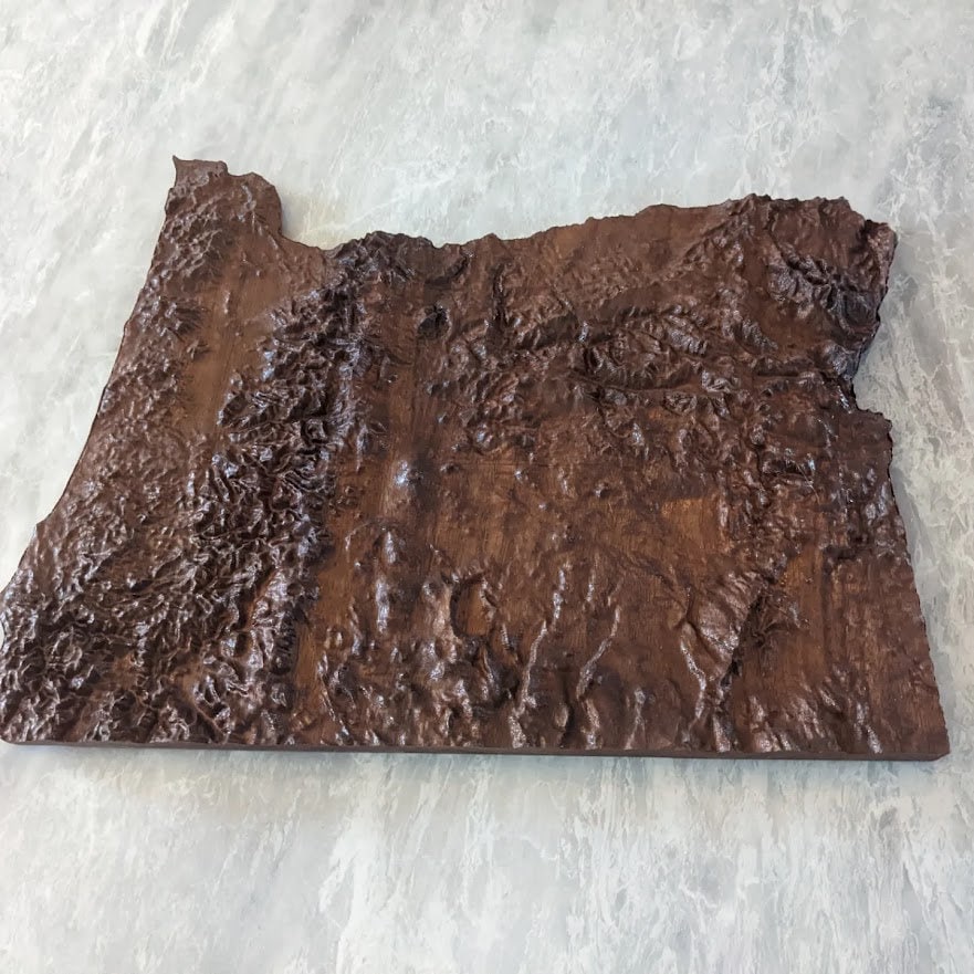 Black Walnut Topographical Relief Map of Oregon - Etsy