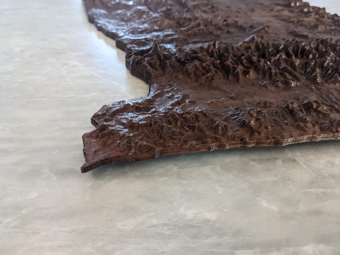 Black Walnut Topographical Relief Map of Oregon - Etsy