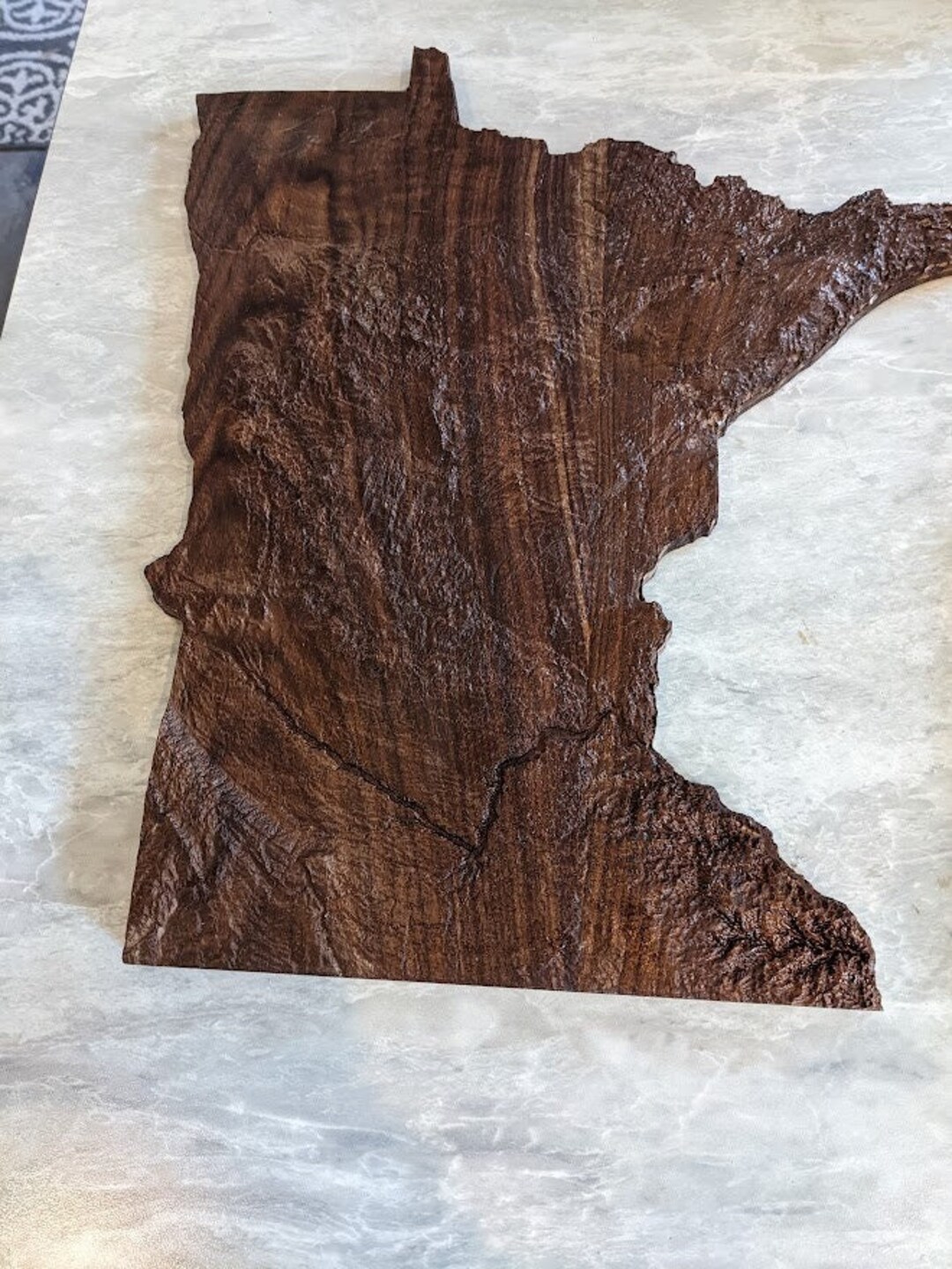 Black Walnut Topographic Relief Map of Minnesota - Etsy