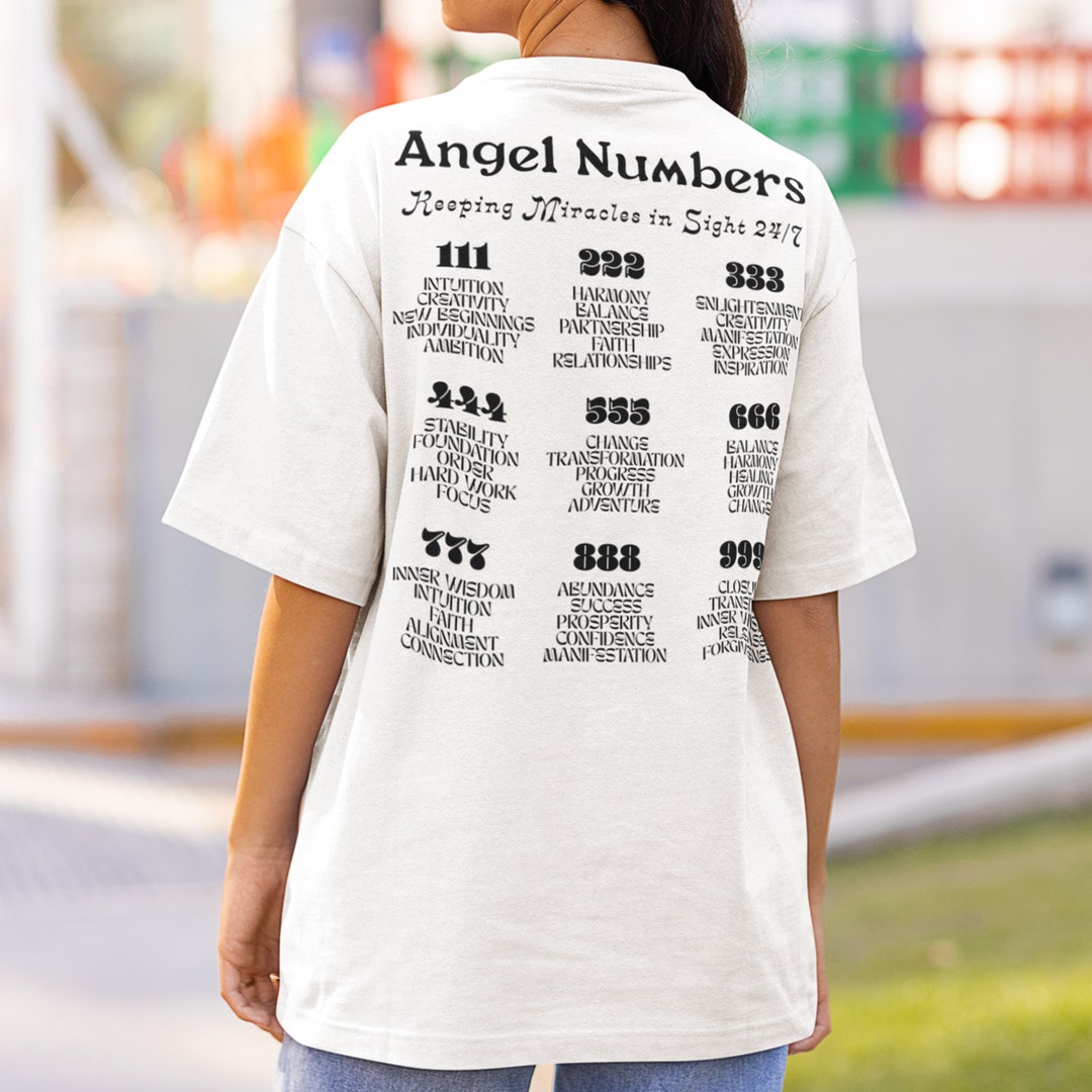 Angelcore Angel Number Oversized Tee With Spiritual Affirmation Words ...