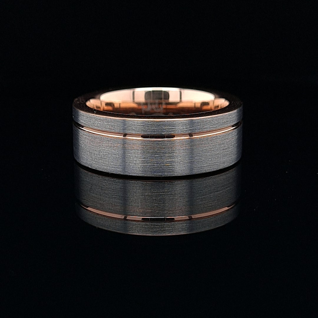 The Ryan Ring, Rose Gold, Brushed, Tungsten Ring, Wedding Band ...