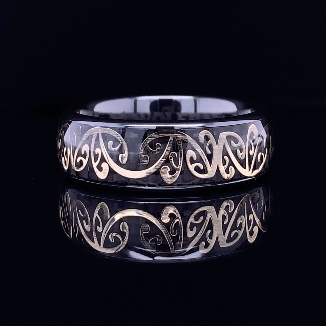 The Midnight Koru Ring, Tungsten Ring, Wedding Band, Engagement Ring ...