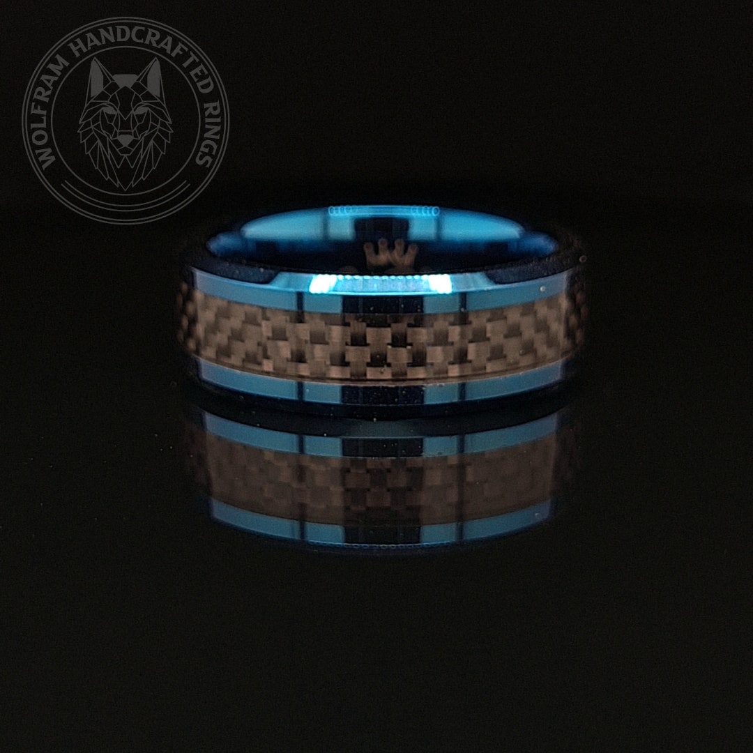 The Ultramarine Justin Ring, Beveled, Carbon Fiber, Tungsten, Wedding ...