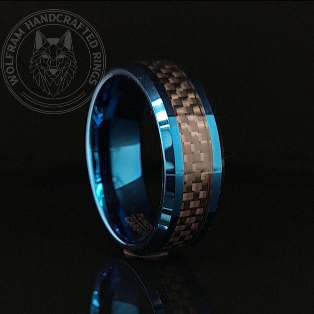 The Ultramarine Justin Ring, Beveled, Carbon Fiber, Tungsten, Wedding ...