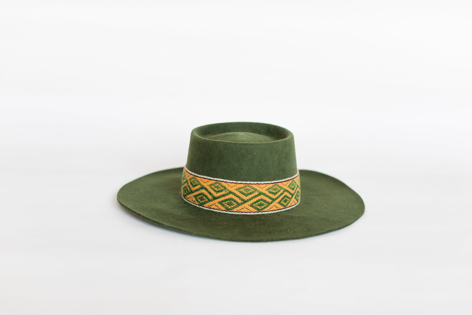 Green Bucket Alpaca Wool Hat Medium Brim Bolero Boater Hat Peruvian ...