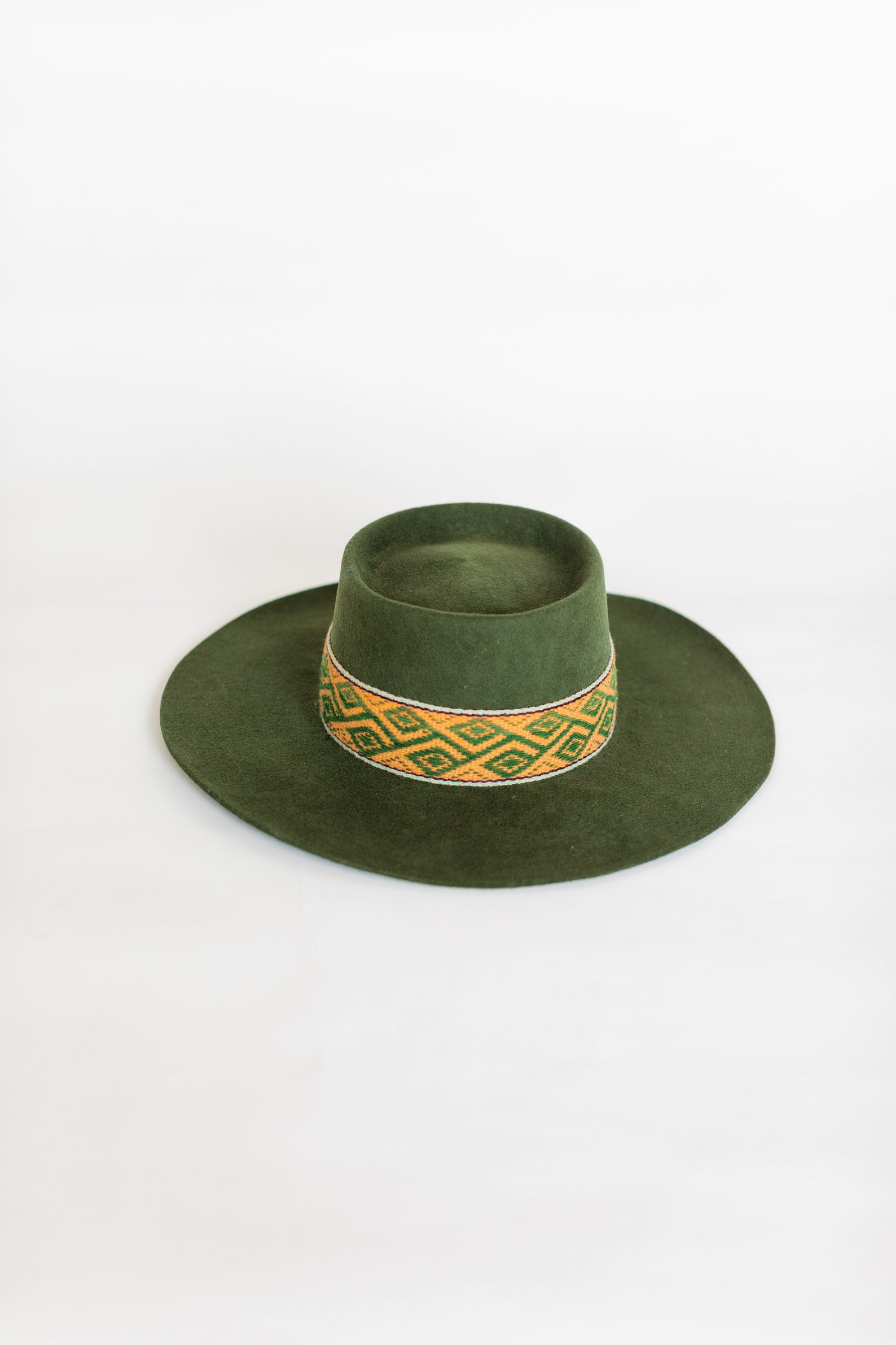 Green Bucket Alpaca Wool Hat Medium Brim Bolero Boater Hat Peruvian ...