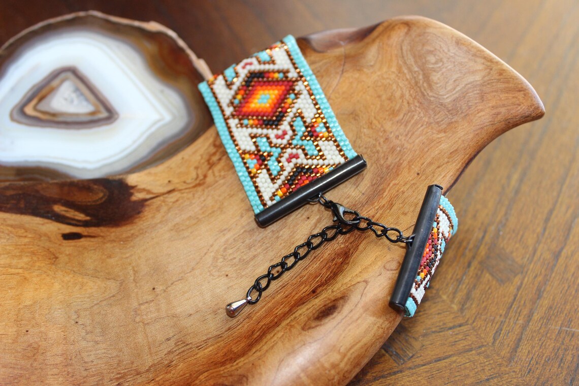 Hand Beaded Peyote Stitch/bracelet/southwest/gifts/holidays/geometric ...