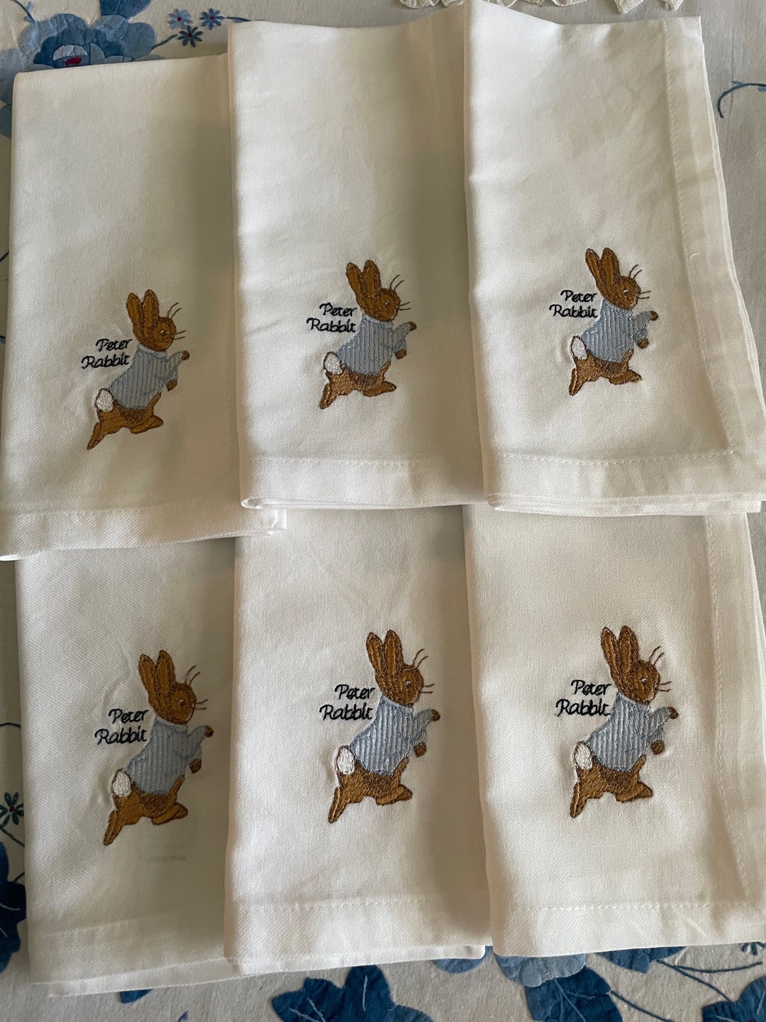 Dinner Napkin, Peter Rabbit Embroidered Napkin, Embroidered Dinner ...