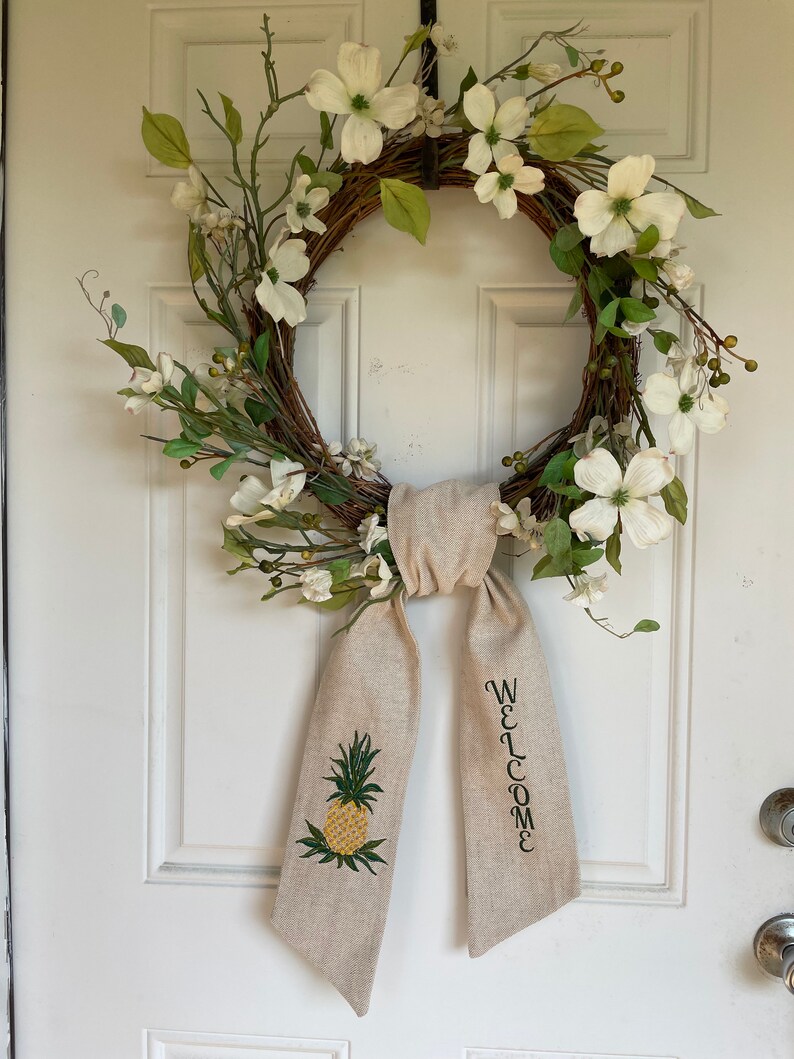 Wreath Sash, Welcome Wreath Sash, Door Decor, Home Decor, Birthday ...