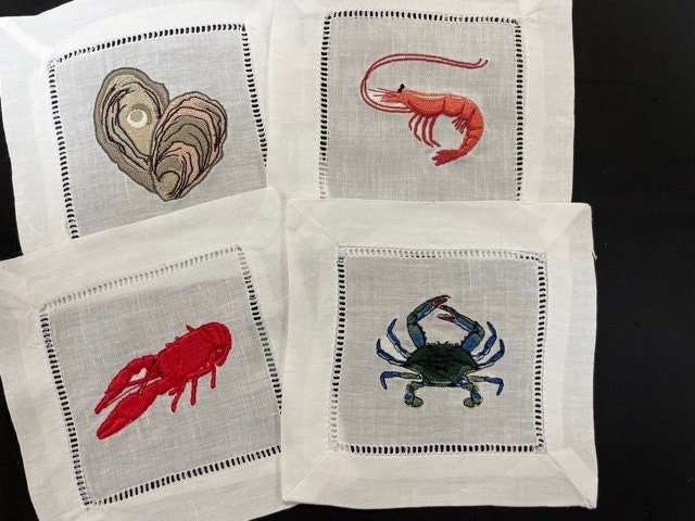 Cocktail Napkins, Dinner Napkins, Bar Napkins, Embroidered Napkins ...