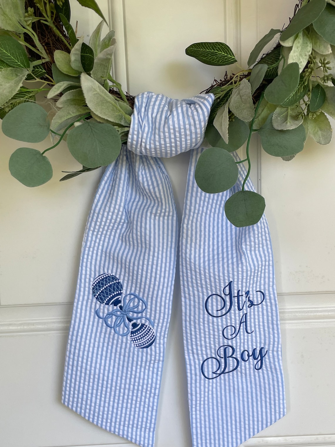 Wreath Sash, Its A Boy Wreath Sash, Door Wreath Sash, Birth Wreath Sash ...