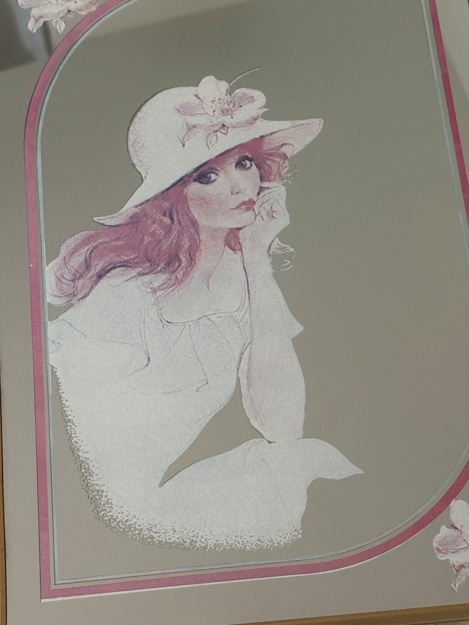 Vintage Art Nouveau Flapper Wall Art Stunning Deco Mirror, 1970s Pub ...