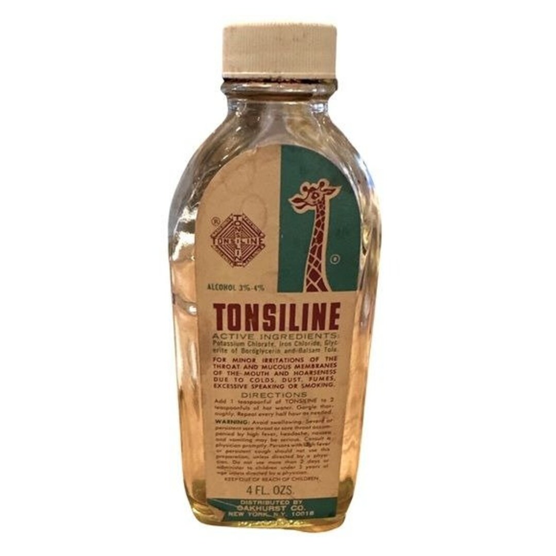 Vintage Tonsiline Glass Bottle - Etsy