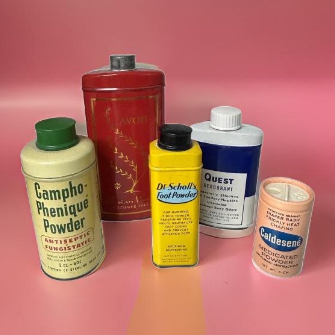 Set of 5 Vintage Powder Containers/tins Retro Collectible Talc and ...