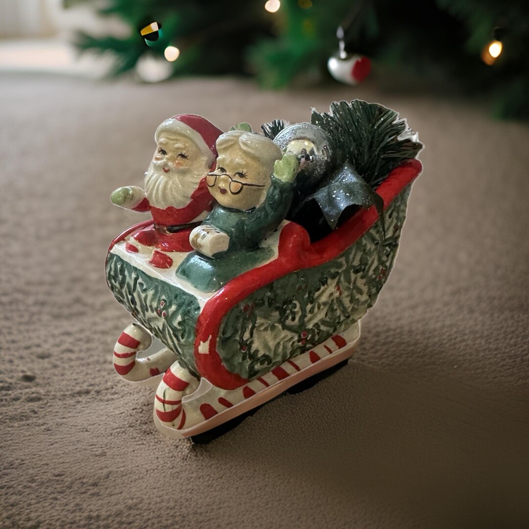 Vintage Rare TMJ Made in Japan Santa & Mrs. Claus Sleigh Figurine - Etsy