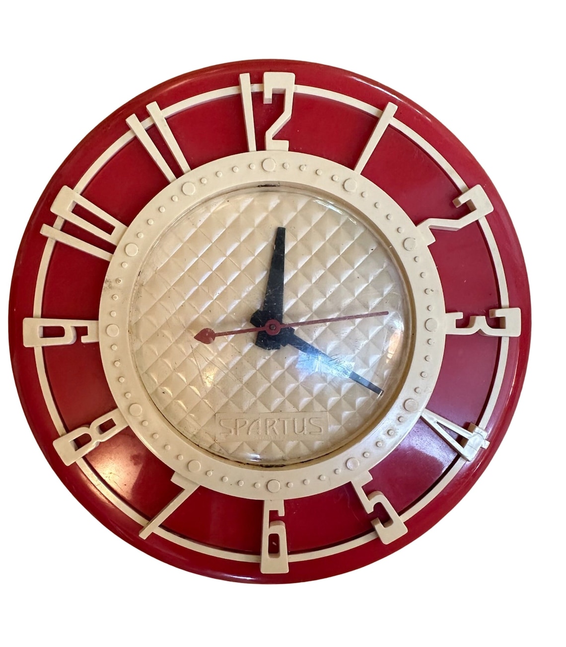 VINTAGE 1950's Spartus Retro Red Electric Wall Clock - Etsy