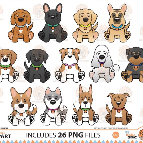 Dog Bundle Clipart Commercial Use Dog Puppy Pets Dogs - Etsy