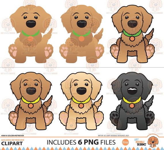Golden Retriever Clipart Dog Puppy Pets Dogs Graphics | Etsy