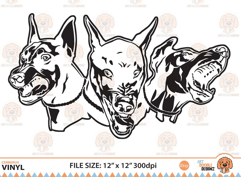 Cerberus Graphics, Layered, Digital Design, for Car, 3 Headed Dog, Van ...