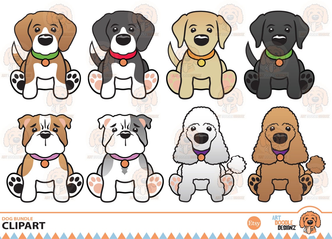 Dog Bundle Clipart, Commercial Use, Dog, Puppy, Pets, Dogs, Graphics ...