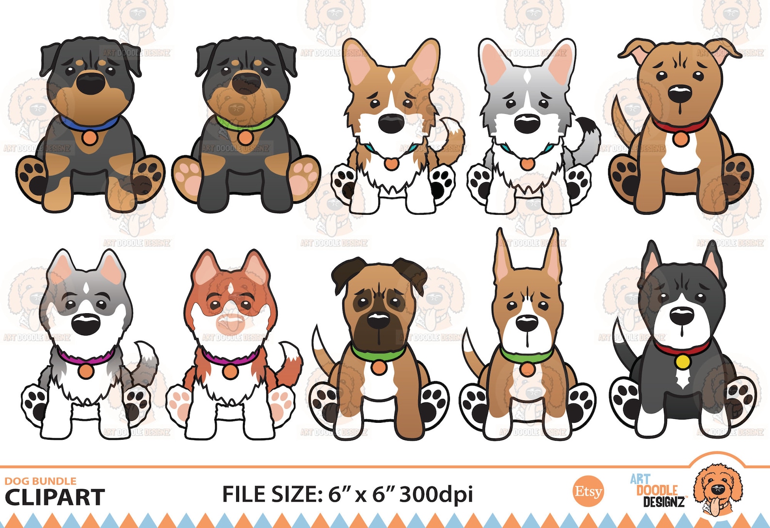 Dog Bundle Clipart, Commercial Use, Dog, Puppy, Pets, Dogs, Graphics ...