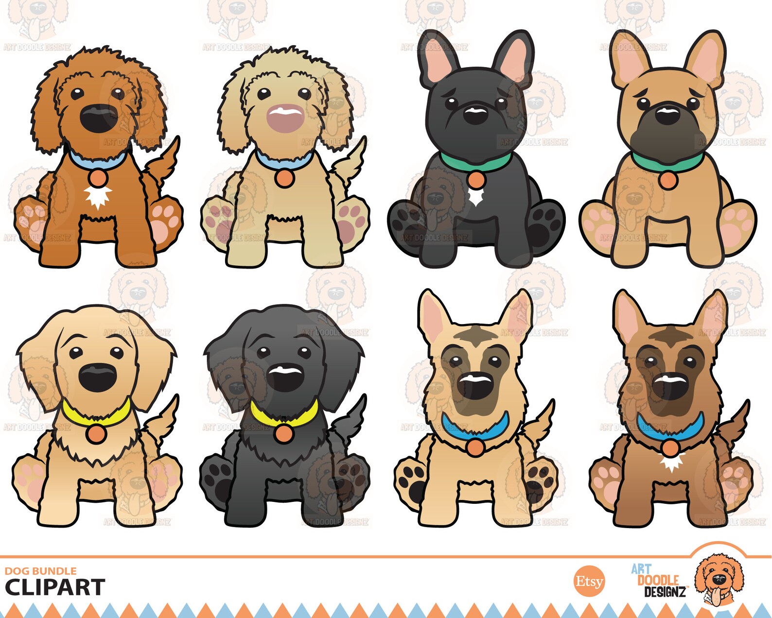 Dog Bundle Clipart, Commercial Use, Dog, Puppy, Pets, Dogs, Graphics ...